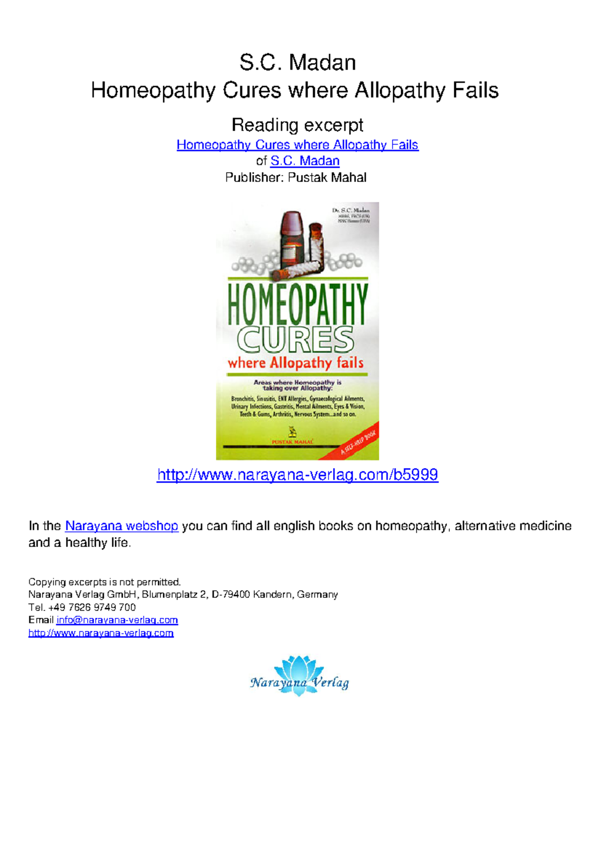 Homeopathy Cures vs. Allopathy: Insights by S.C. Madan - Studocu
