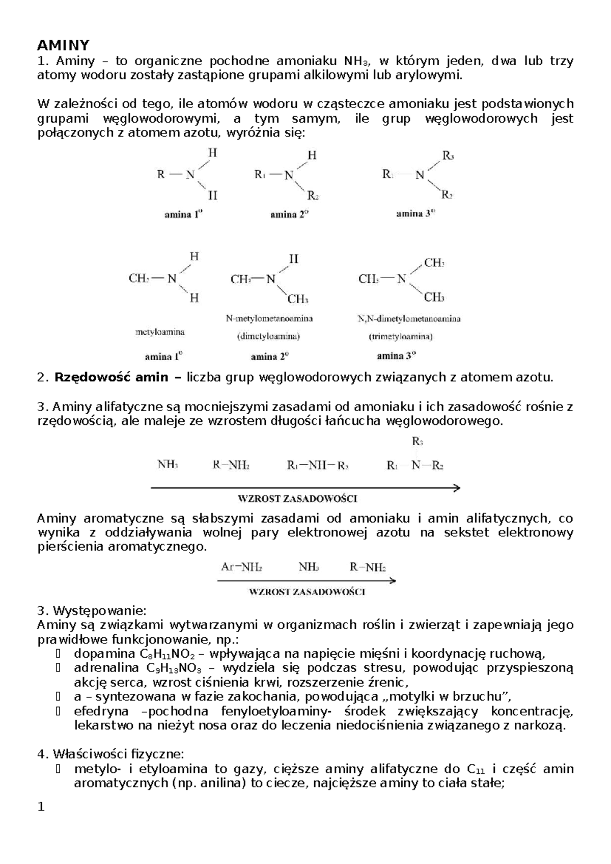 7. Aminy, amidy, mocznik - AMINY Aminy – to organiczne pochodne ...