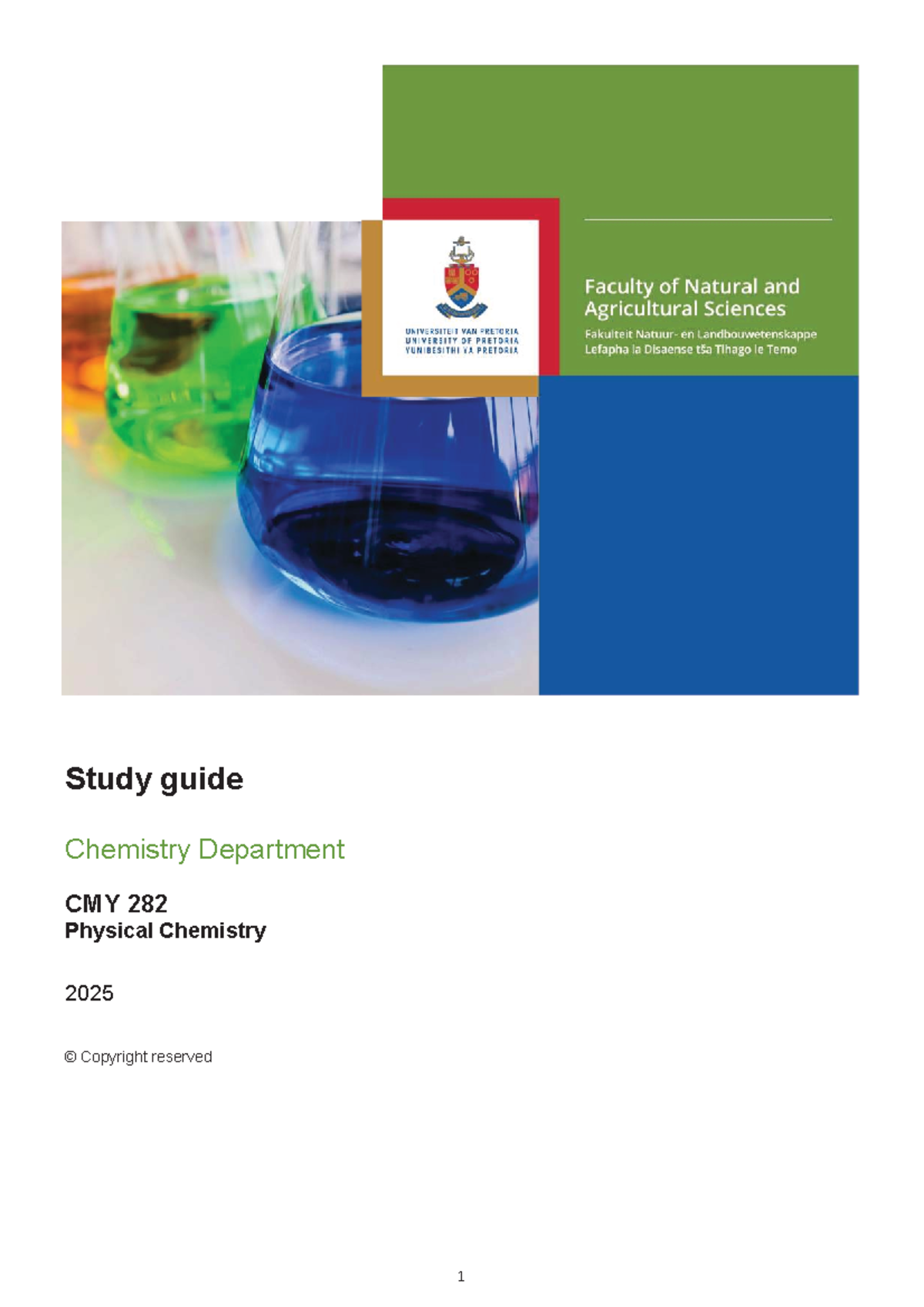 CMY 282 Physical Chemistry Study Guide for 2025 Academic Year - Studocu