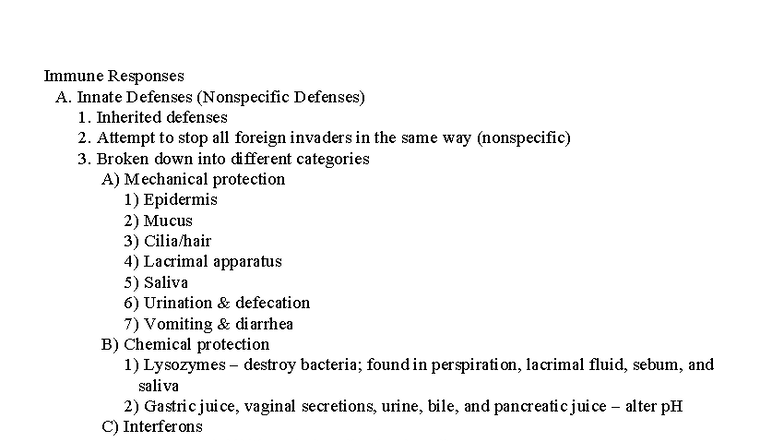 101-337 Immune Responses: Innate and Adaptive Immunity Notes - Studocu