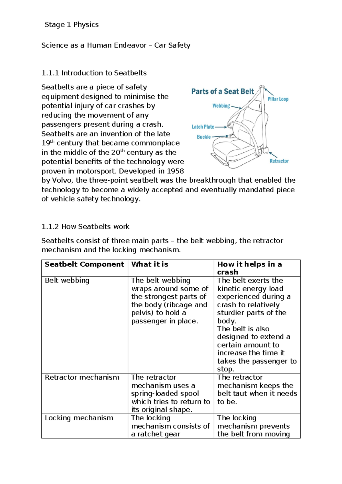Stage 1 Physics: The Role of Seatbelts and Crumple Zones in Car Safety ...