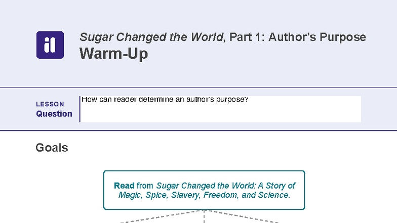 Sugar Changed the World, Part 1: Purpose Lesson Notes - Studocu