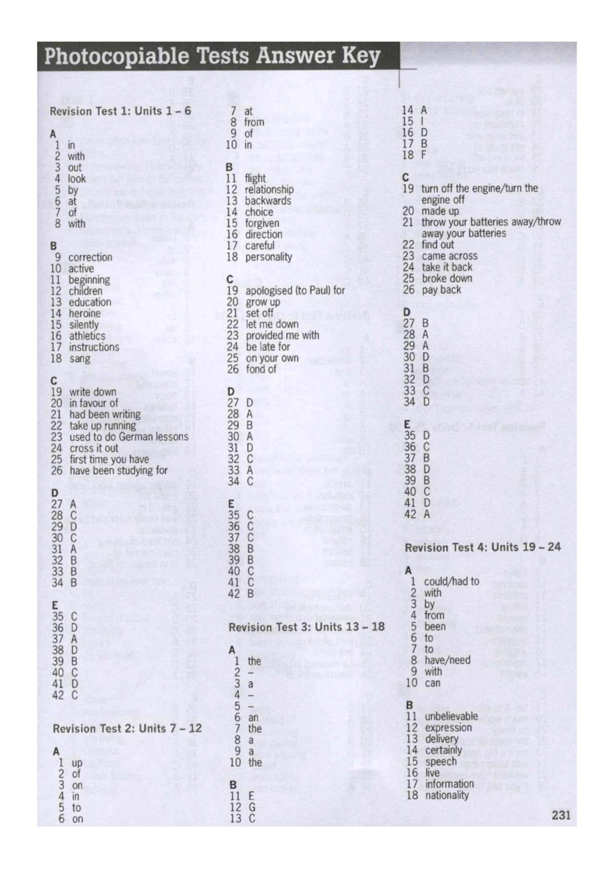 KEY: Destination B1 - Grammar and Vocabulary Tests Answer Key - Studocu
