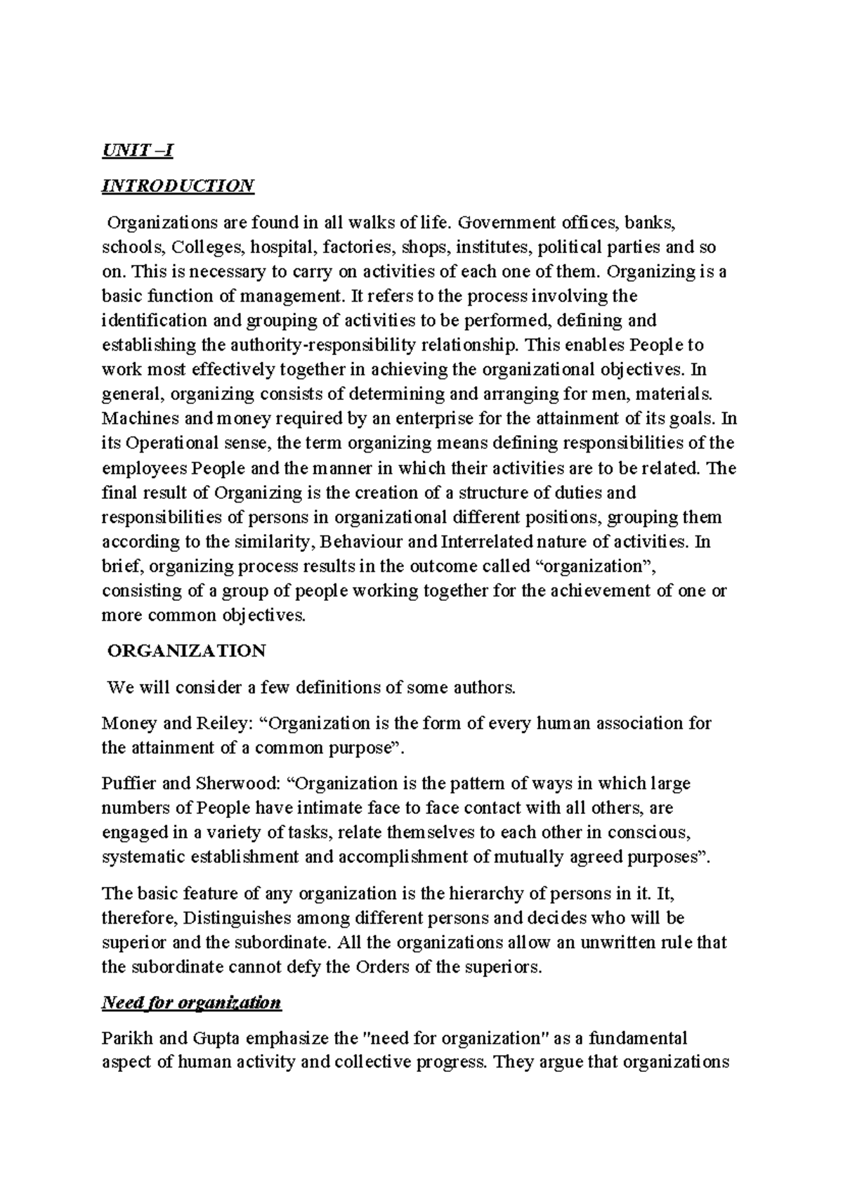 Unit 1 OB - Introduction to Organizational Behavior Notes - Studocu
