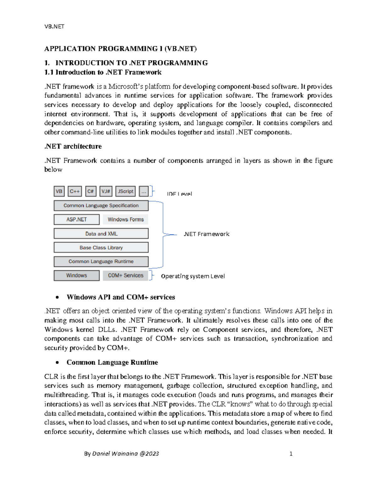 Applied Programming I - Understanding .NET Framework Concepts in VB.NET ...