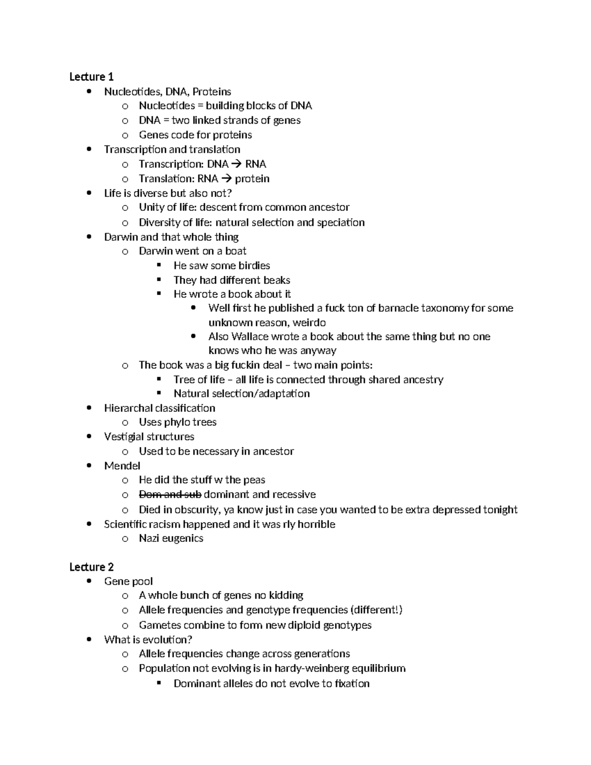 Bio 101 Final Review Notes: Key Concepts in Evolution and Diversity ...
