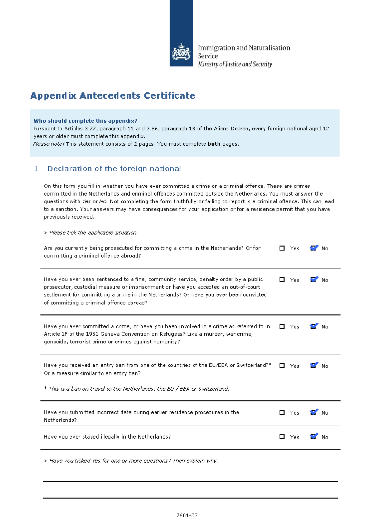 Application for Residence Permit - Antecedents Declaration Form - Studocu