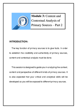 Module 1- Introduction to history - Subject: READINGS IN THE PHILIPPINE HISTORY Module 1 Date ...