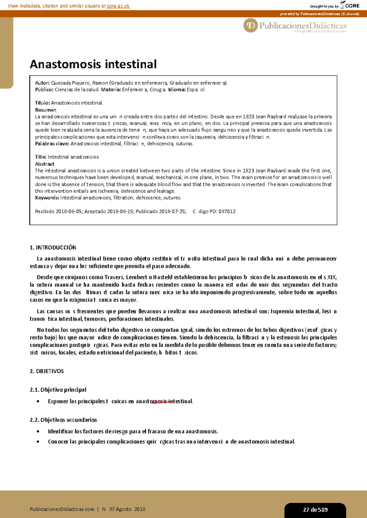 Anastomosis Intestinal: Técnicas y Complicaciones en Cirugía (PD ...