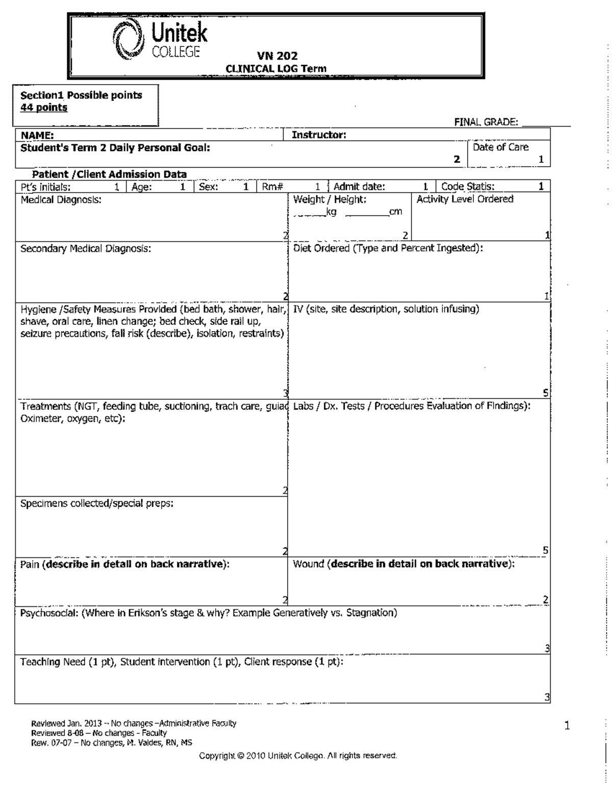 Clinical Log: Term II Reflections and Assessments - Studocu