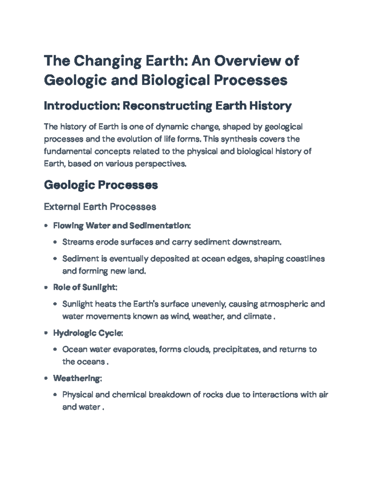 Understanding Earth's Dynamic History: Geologic & Biological Processes ...
