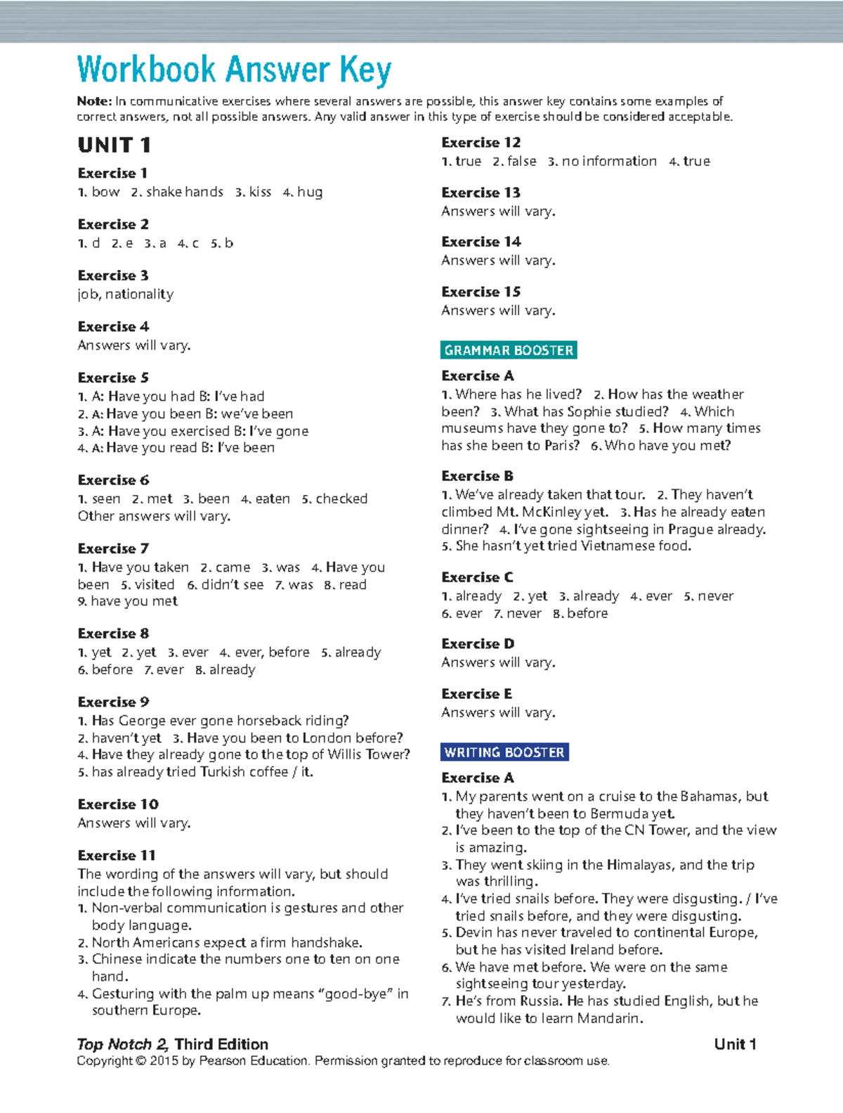 720815583 Top Notch 2a Workbook Answer Key - Third Edition - Studocu