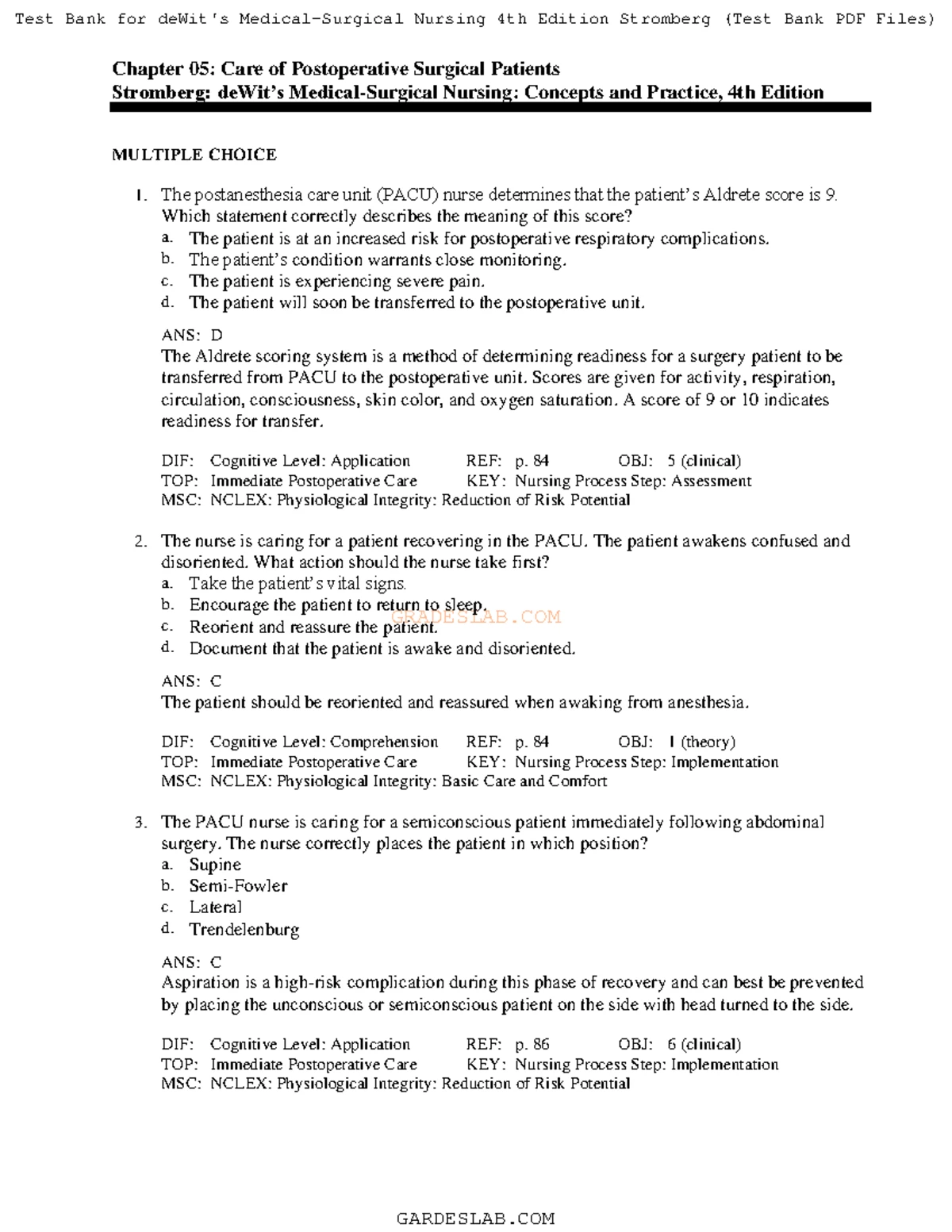 TB 39 - Med surg chapter 39 Iggy test bank - GRADESLAB Chapter 39 ...