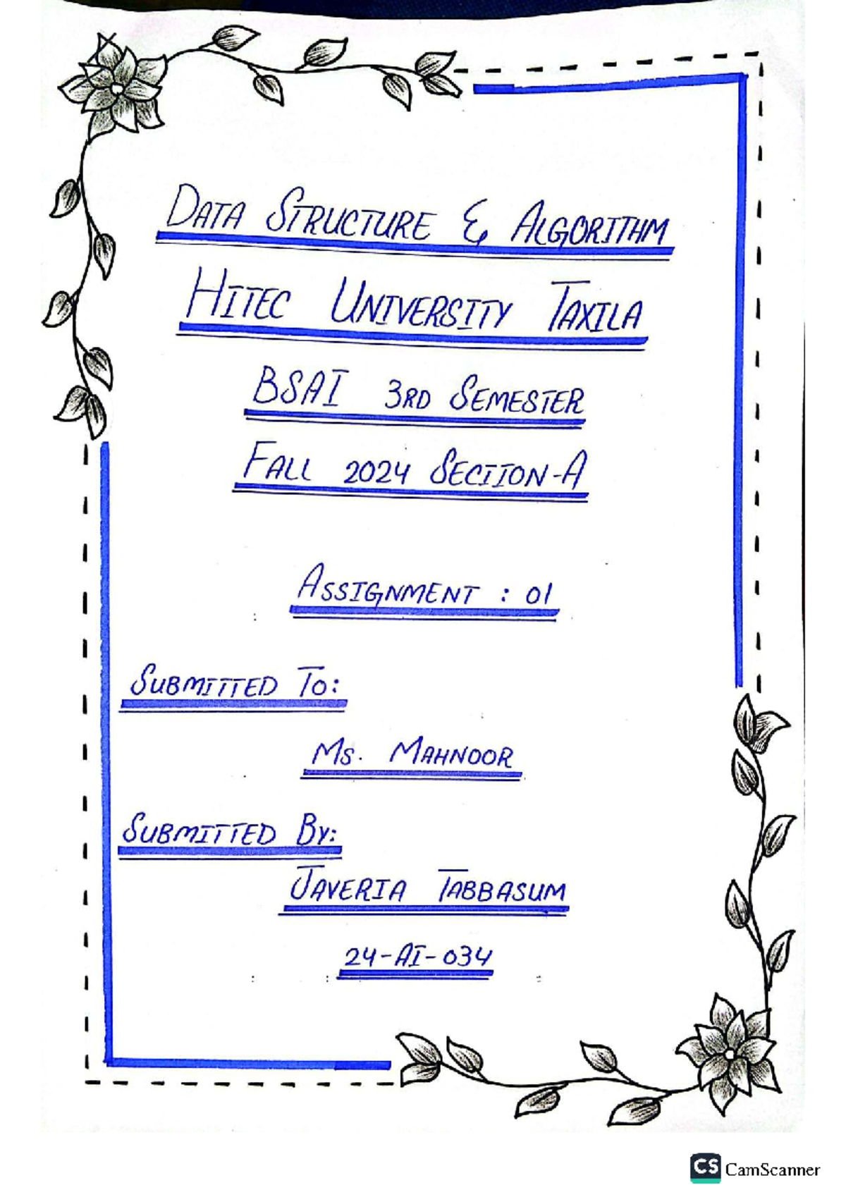 CS BSAI 3rd Sem Fall 2024: Data Structures & Algorithms Assignment 1 - Studocu