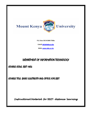 DIT 2104 Object Oriented Programming- Course Outline - 1 DIT 2104 ...