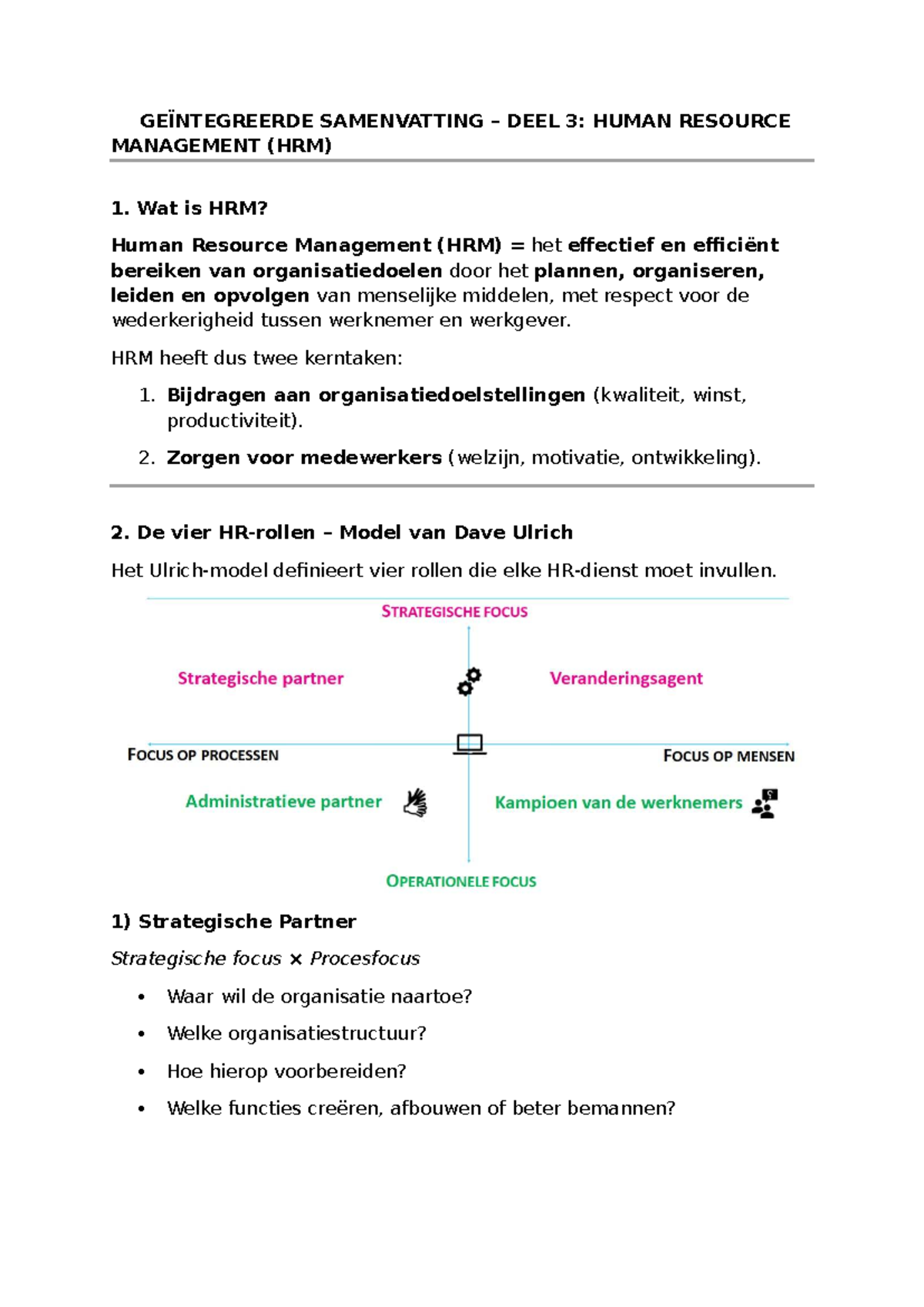 Samenvatting Deel 3: Human Resource Management (HRM) en Examenvragen ...