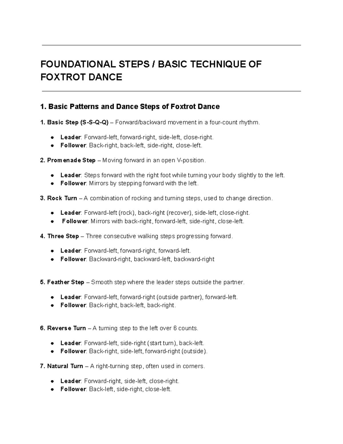 Foxtrot Dance Techniques: Basic Steps & Posture (Part 3) - Studocu