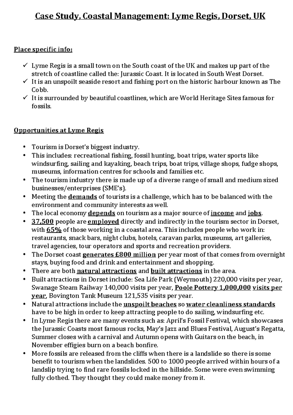 Coastal Management Case Study: Lyme Regis (EGE) - Studocu