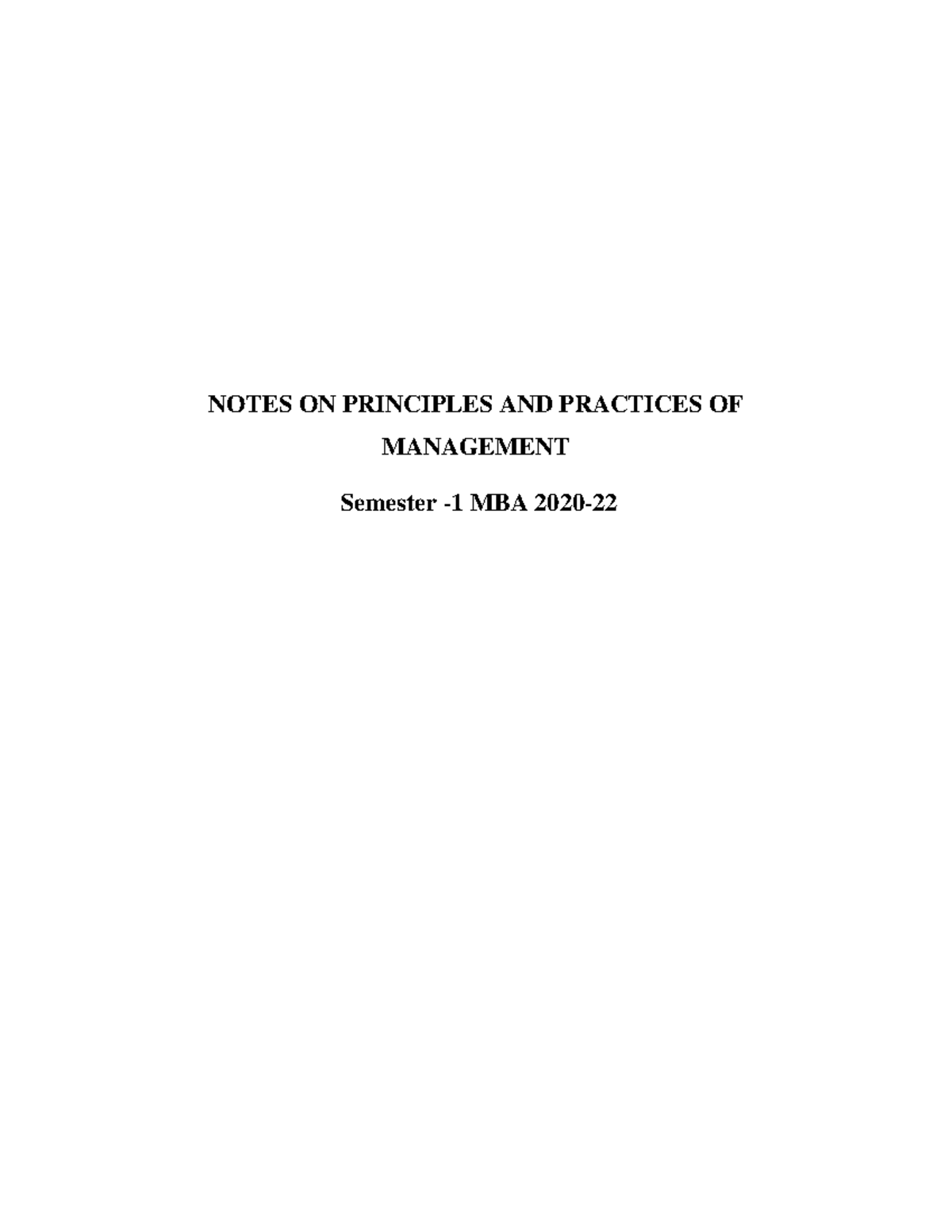 MBA 1st Sem: Principles & Practices of Management Notes - Studocu