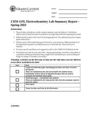 Data Acquisition- Chem Lab - Section: Date: CHM-115L Introduction to ...