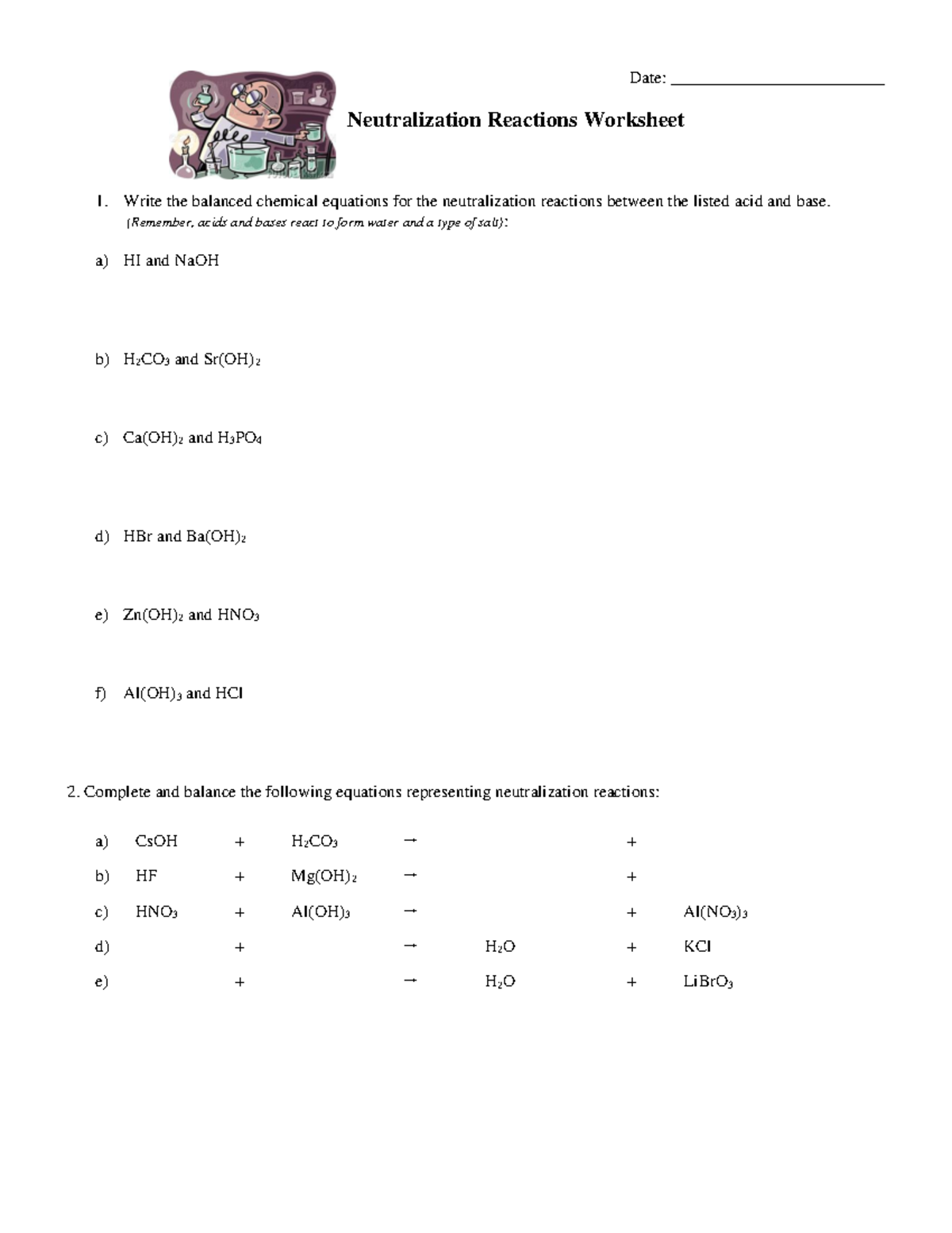W - Mrs Wentzels Chemistry Classes - 03 Neutralization Reactions ...