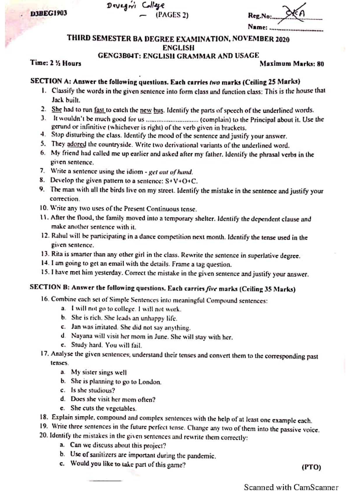 Grammar 1 - Practice Question Papers for Improved Skills - Studocu