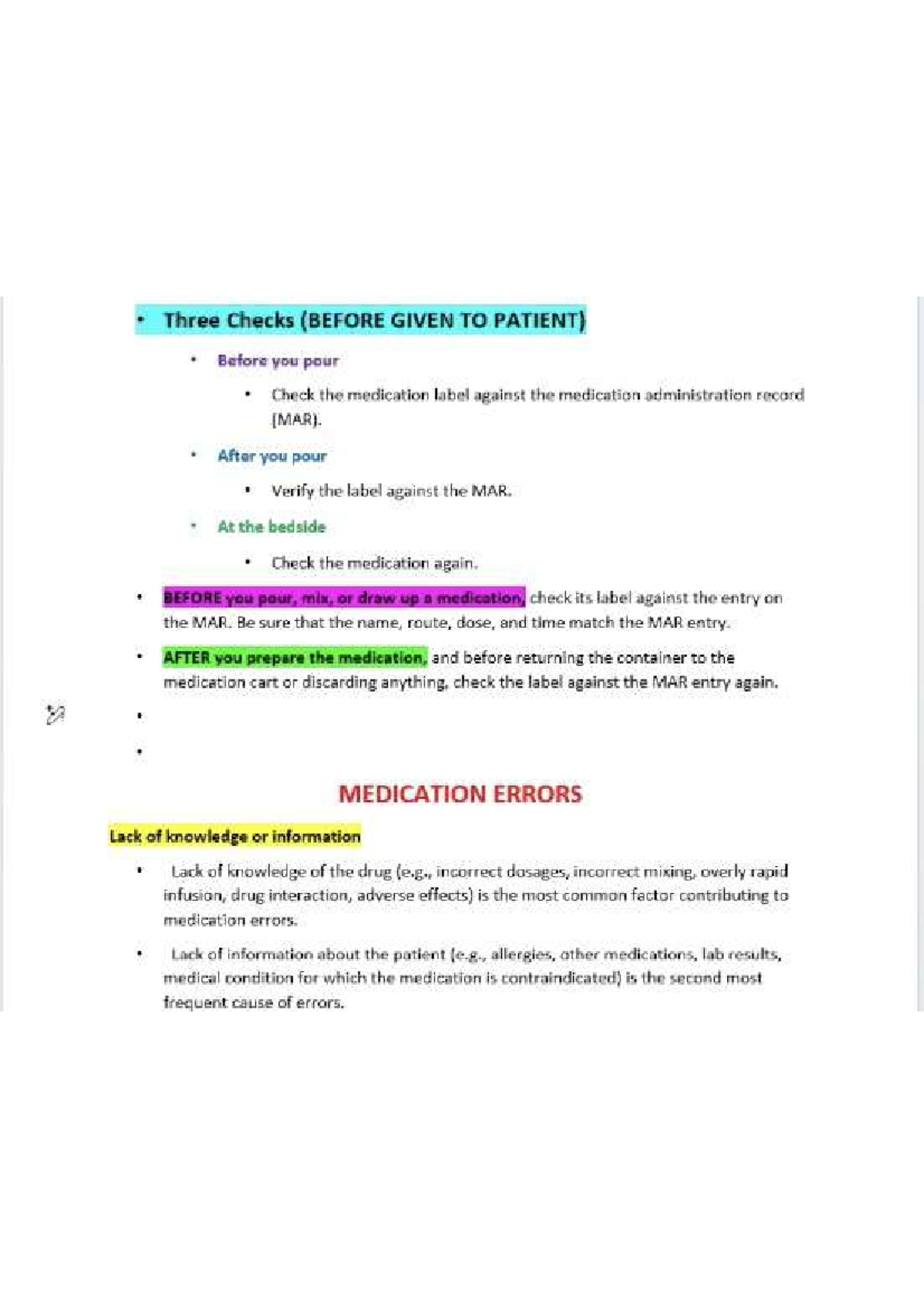 Final Exam Study Guide: Medication Administration & Safety (XYZ101 ...