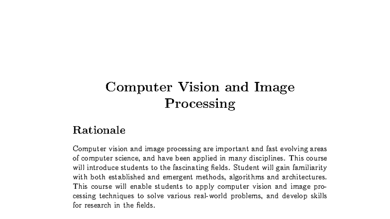 Computer Vision and Image Processing Overview (CS 101) - Studocu
