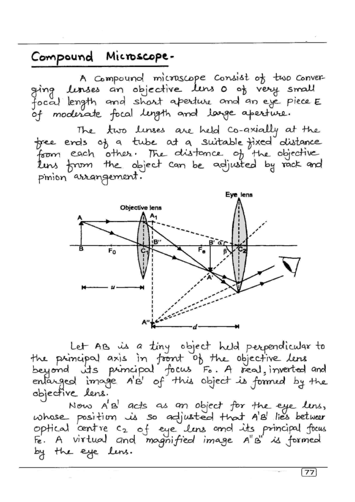 RAY Optics: Compound Microscope & Astronomical Telescope Notes - Studocu