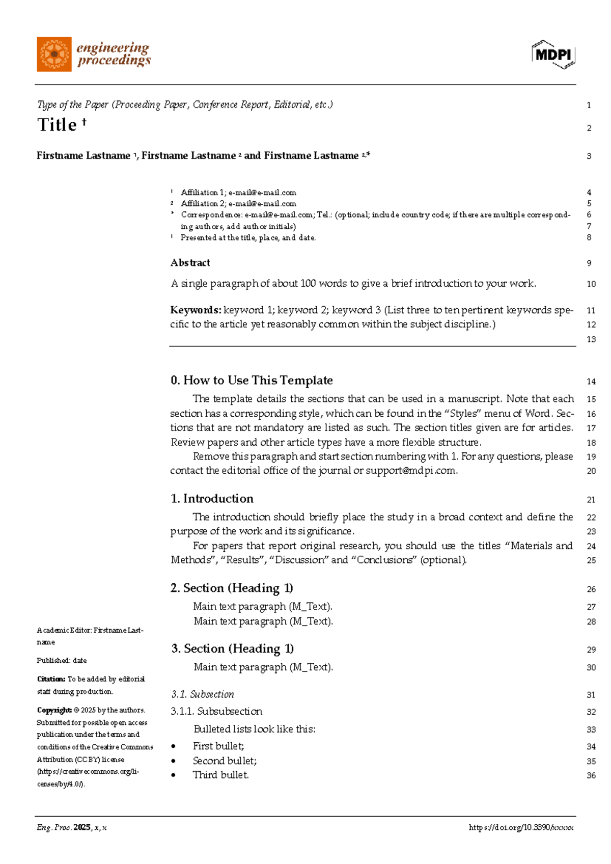 Eng. Proc. 2025: Template for Conference Papers and Reports - Studocu