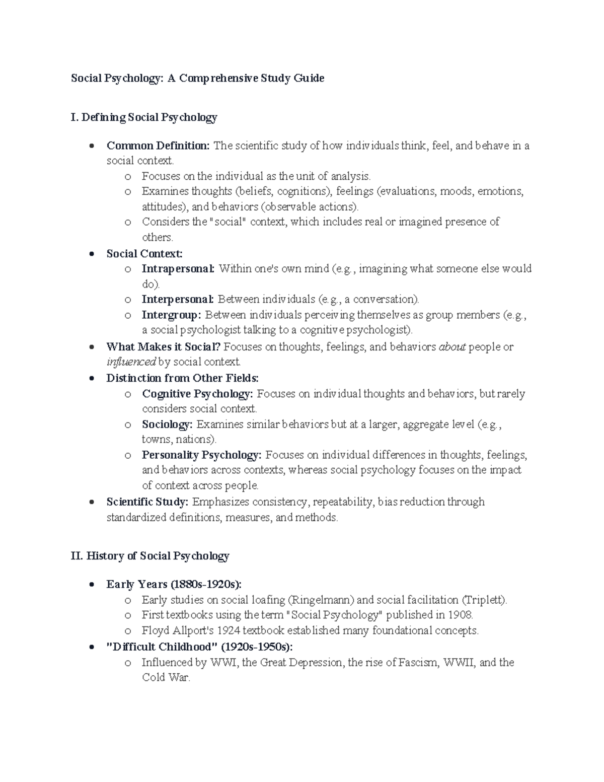 Social Psychology Study Guide: Concepts, Methods, and Theories (PSY 101 ...