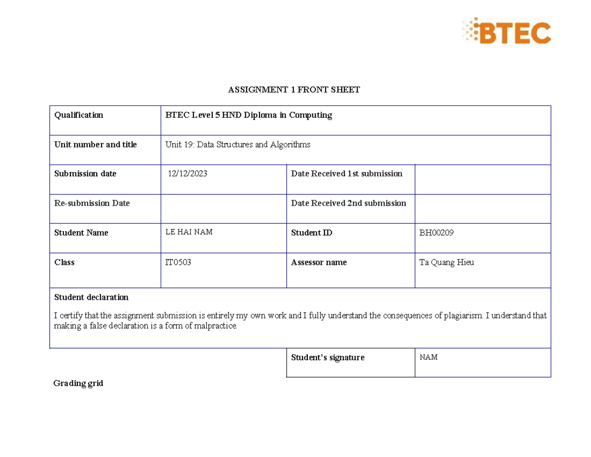 ASM2 2ND DSA: Data Structures & Algorithms Assignment by LE HAI NAM ...
