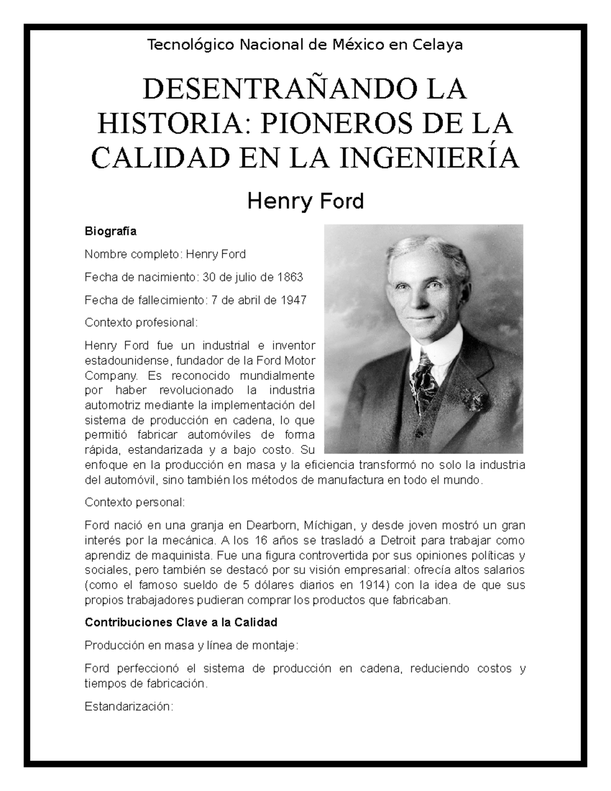 Tecnológico Nacional de México en Celaya: Henry Ford y la Calidad en ...