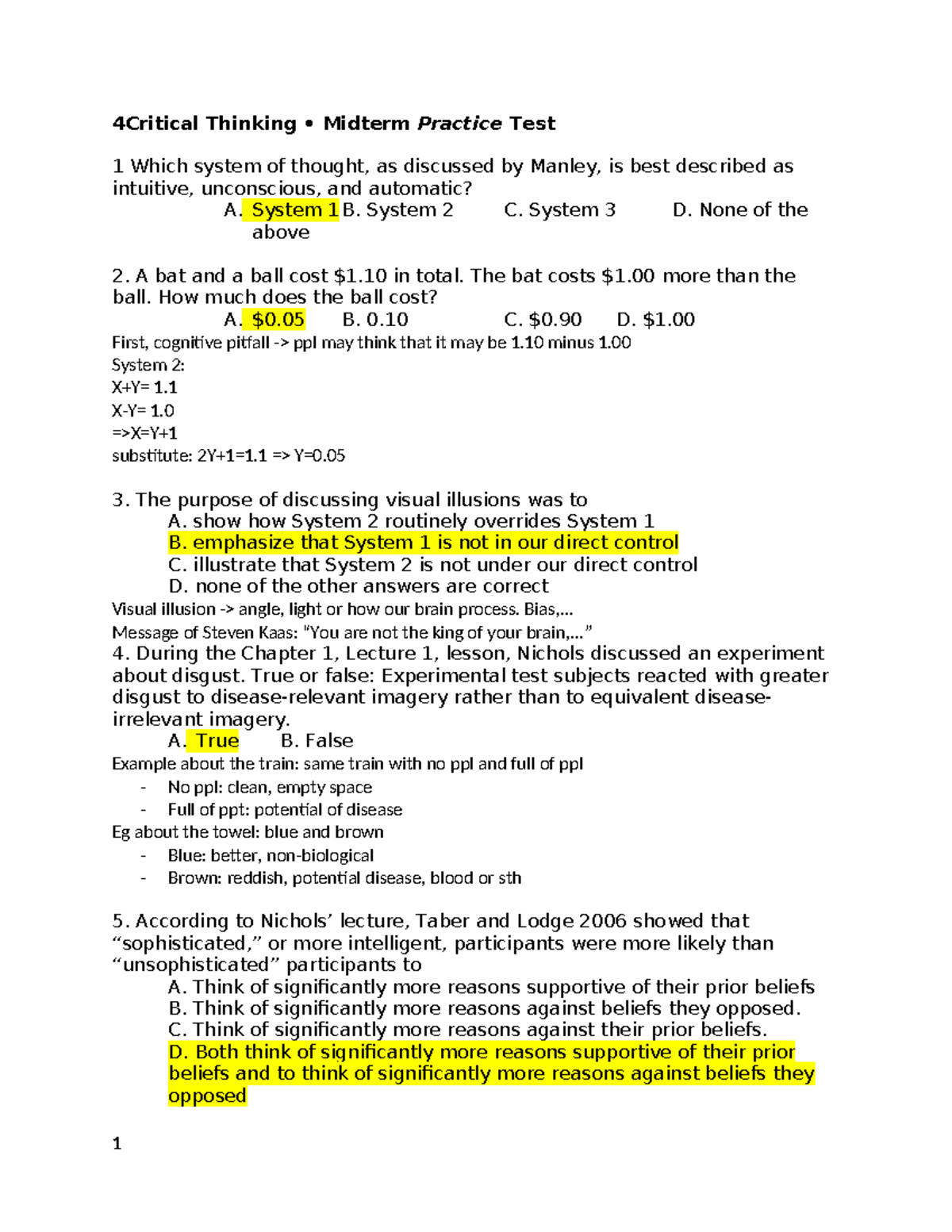 2025 Critical Thinking Midterm Practice Test 1 - Studocu
