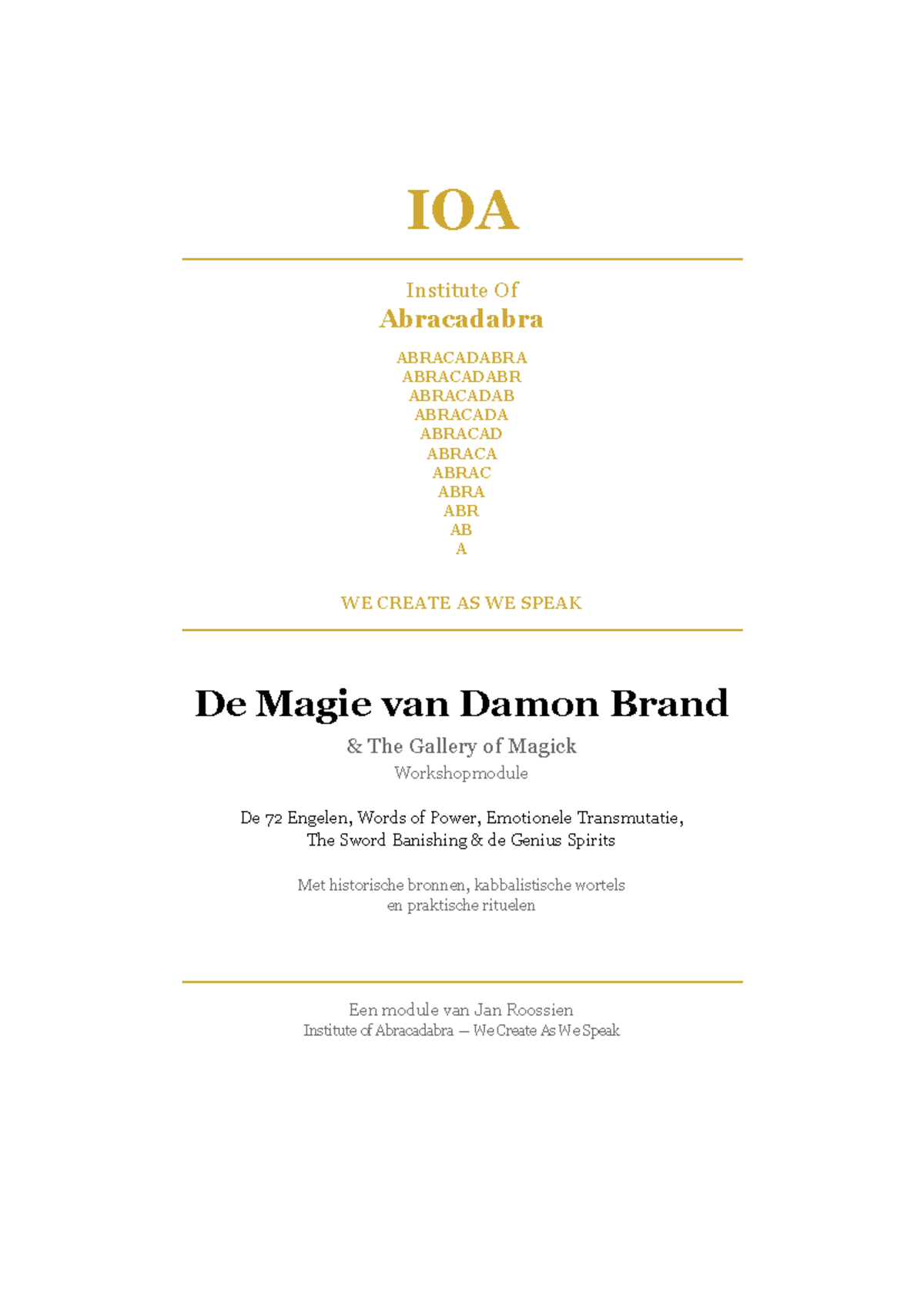 IOA Module: De Magie van Damon Brand en de 72 Engelen - Studeersnel