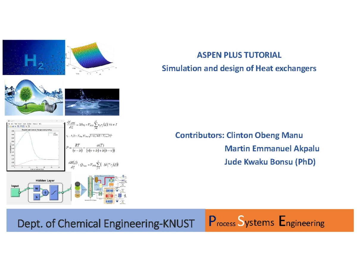 ASPEN PLUS Tutorial 5-1: Simulating LHHW Kinetics in Reactors - Studocu