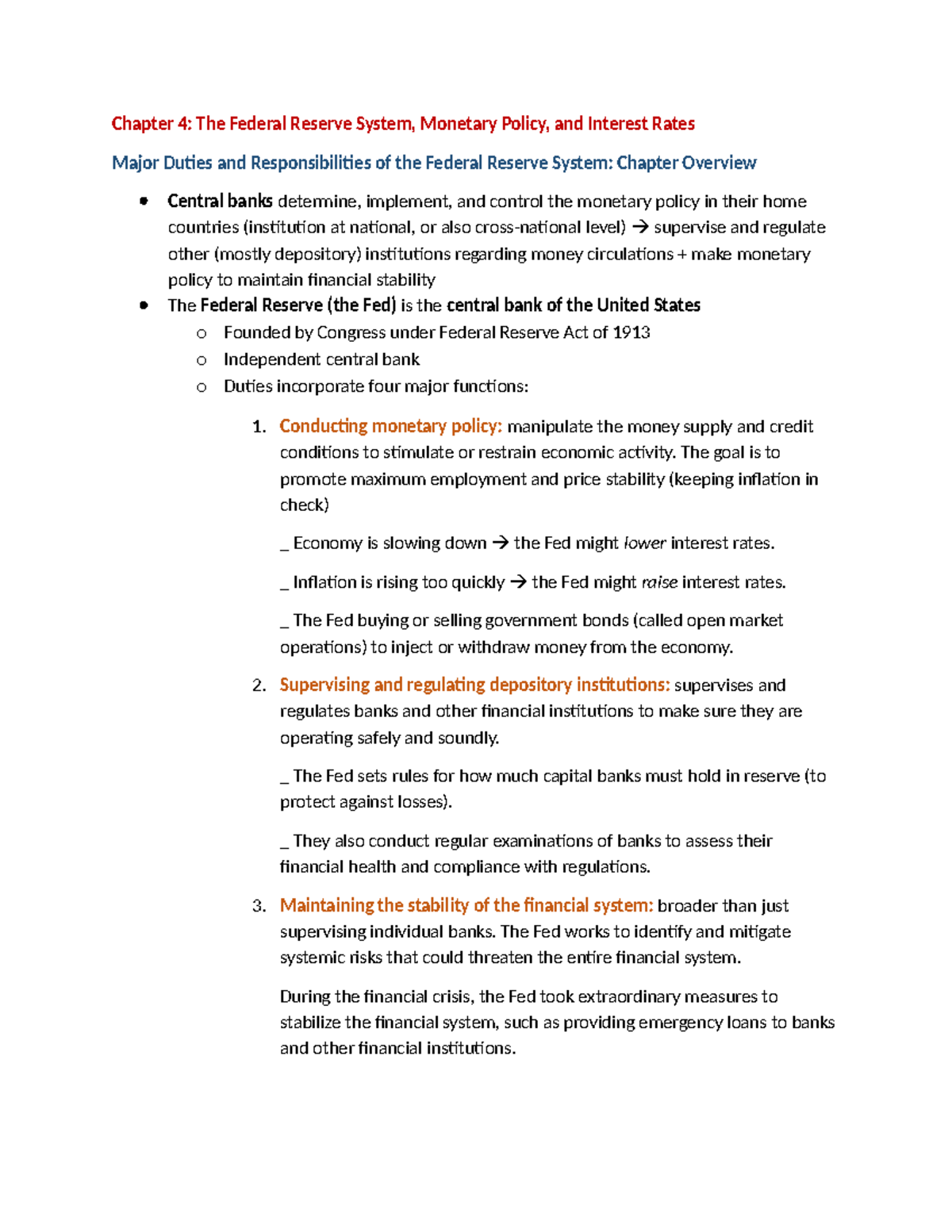 Chapter 4: The Federal Reserve System and Its Monetary Policy Tools ...
