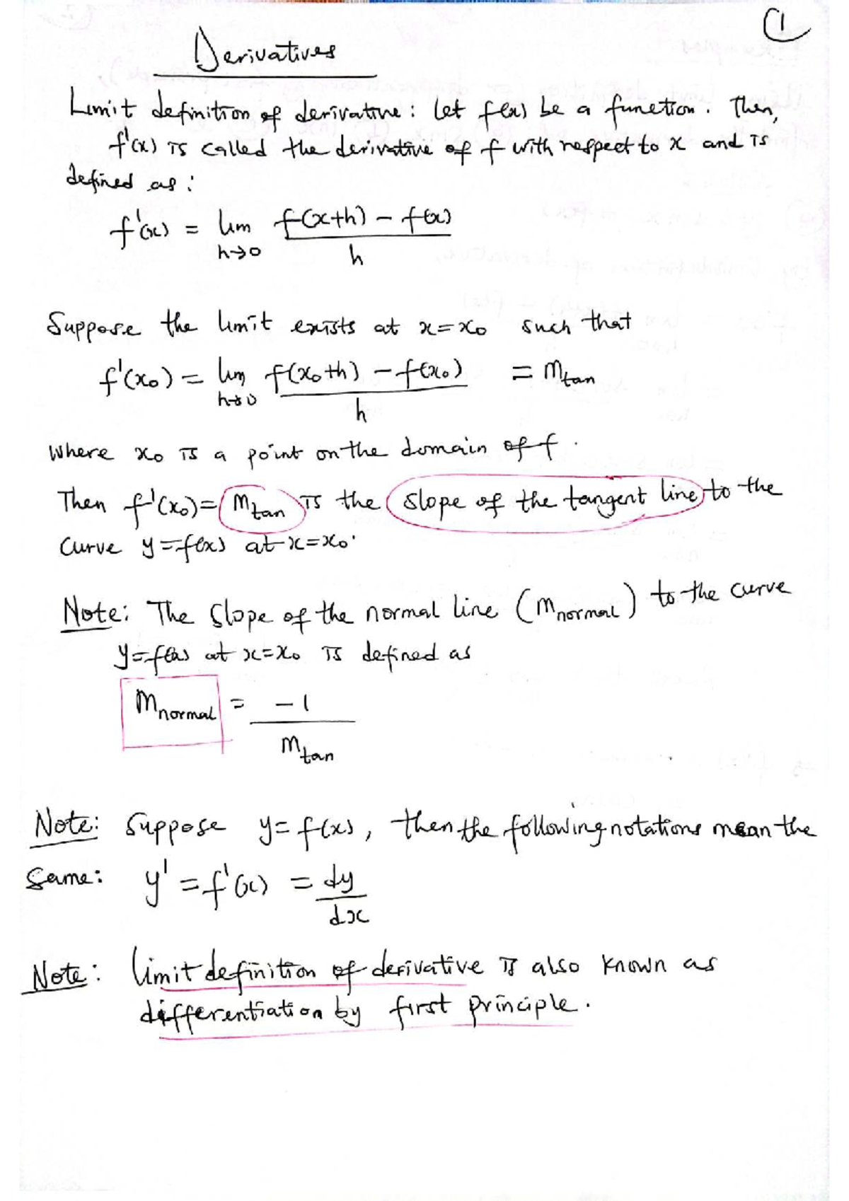 Lecture 06 - MATH 131: Limit Definition of Derivative and Implicit - Studocu