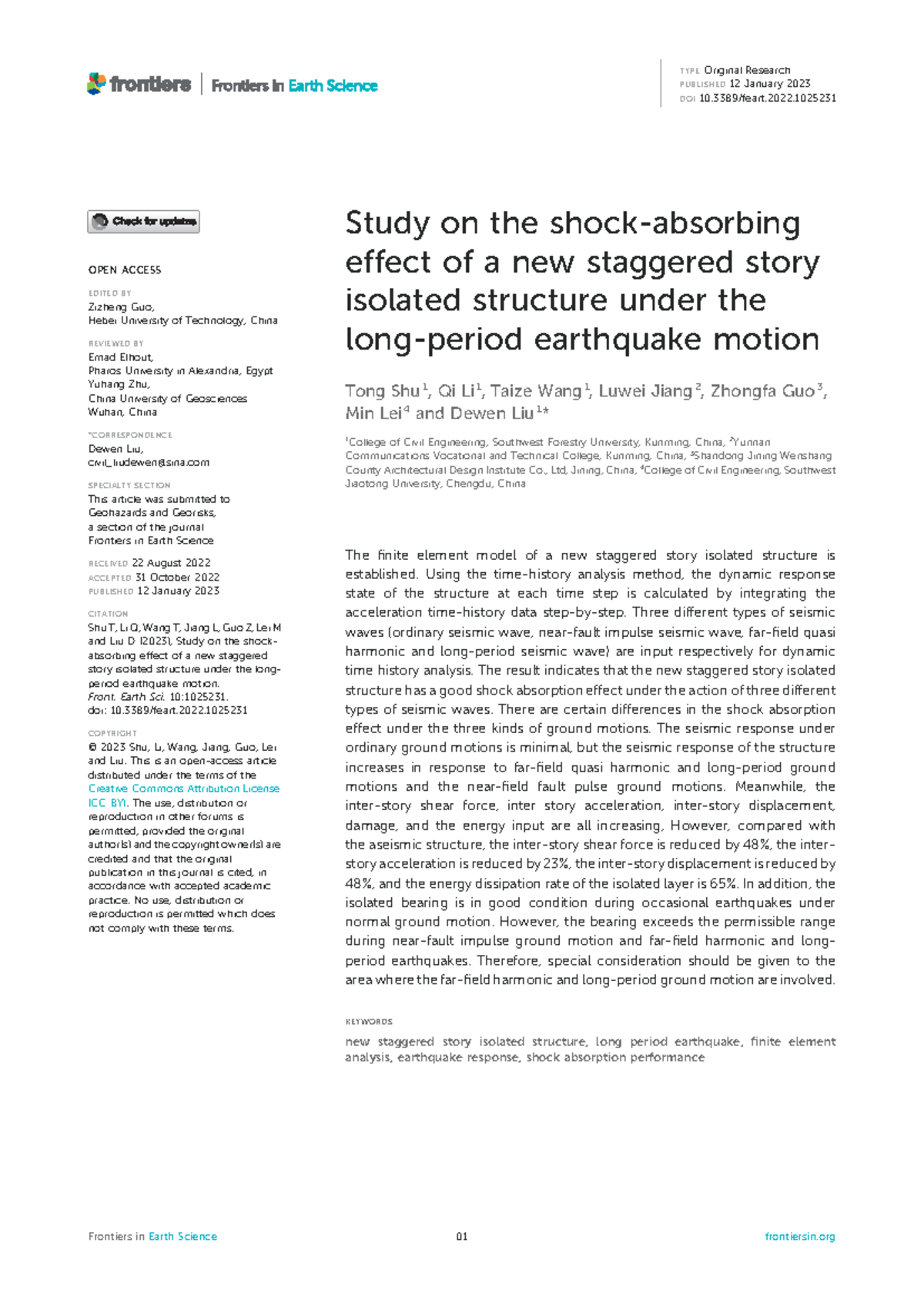Study on the Shock Absorption of New Staggered Story Isolated Structure ...