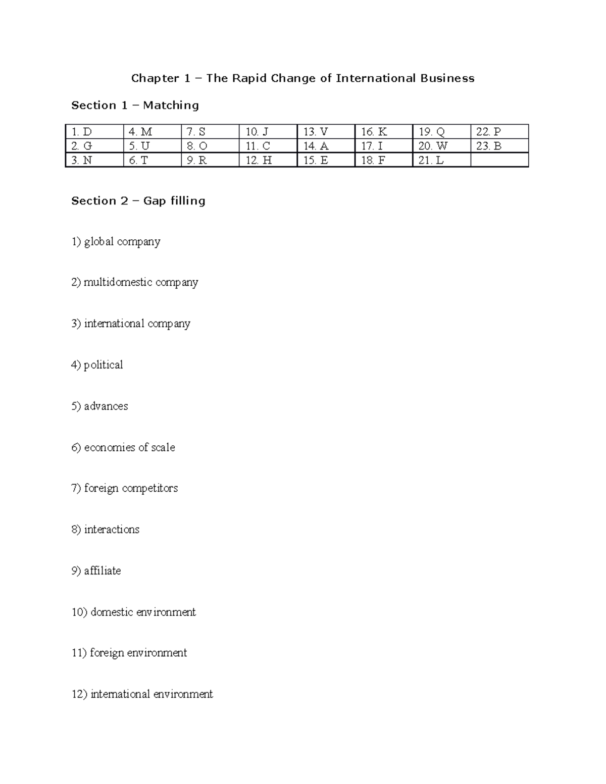 International Business Management Practice Test - Key Answers - Studocu
