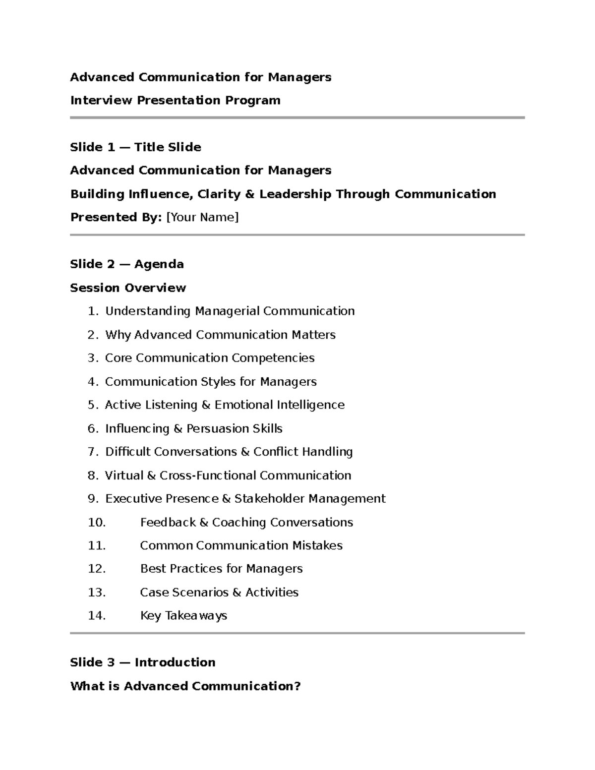Advanced Communication for Managers: Key Strategies & Insights - Studocu