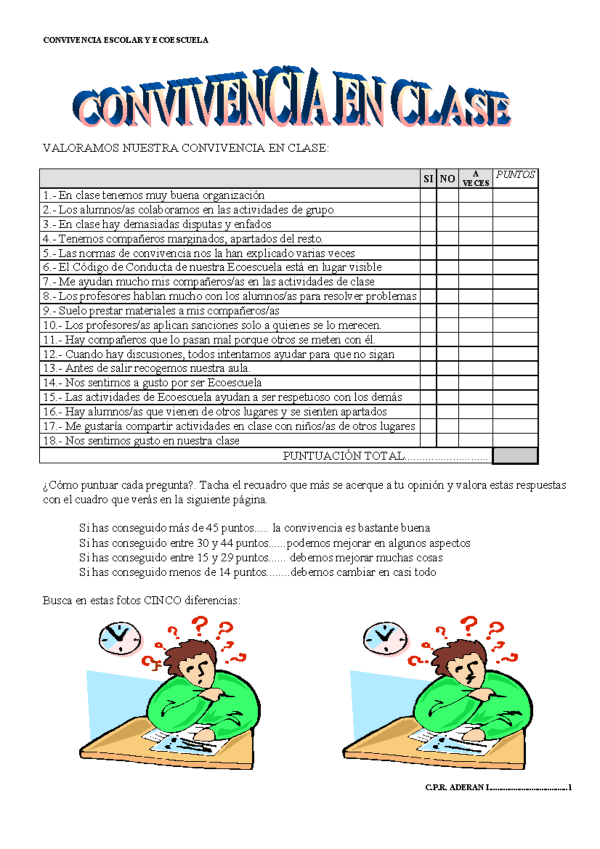 Valoramos Nuestra Convivencia en Clase: Reflexiones y Propuestas C.P.R ...