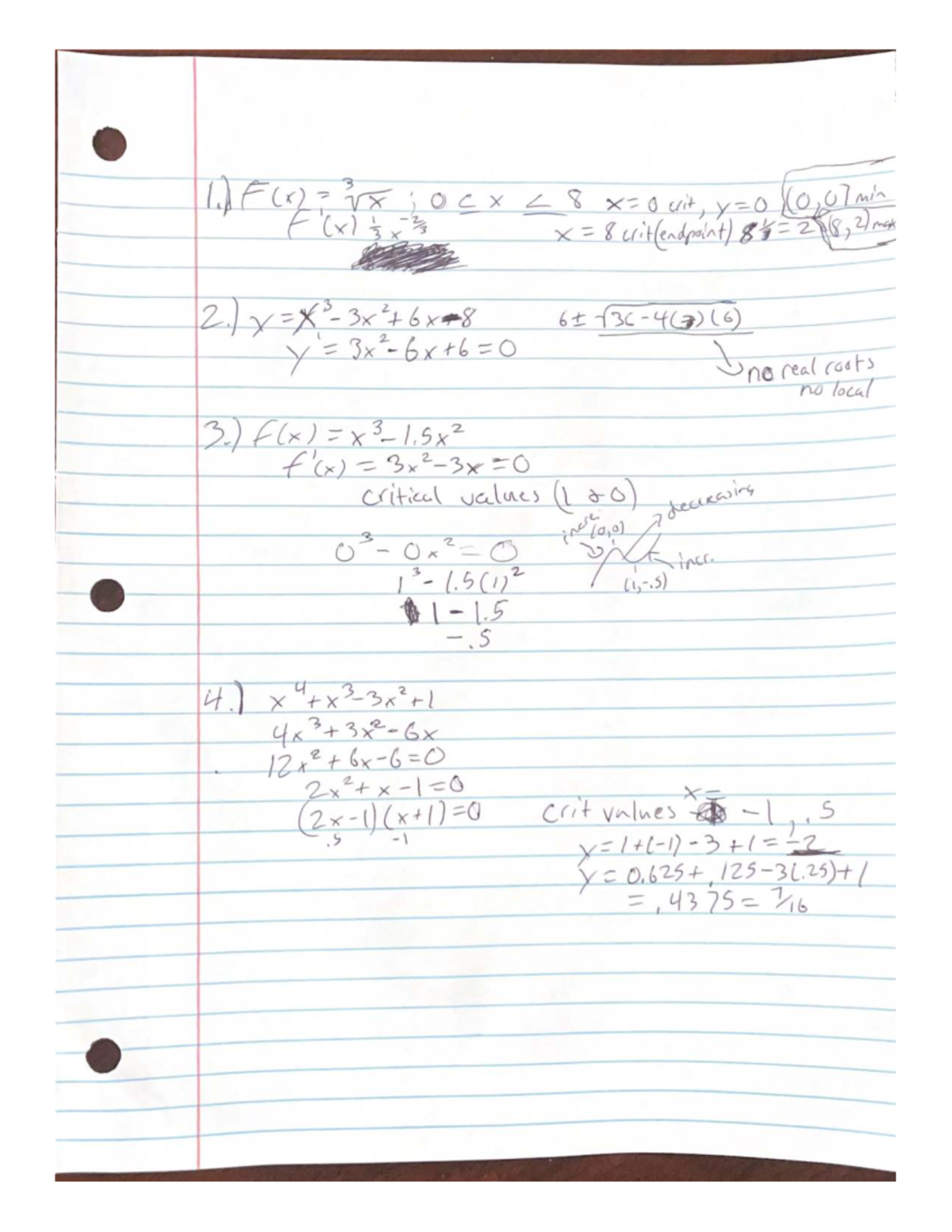 Calculus Examwork Notes - Critical Points & Functions Analysis - Studocu