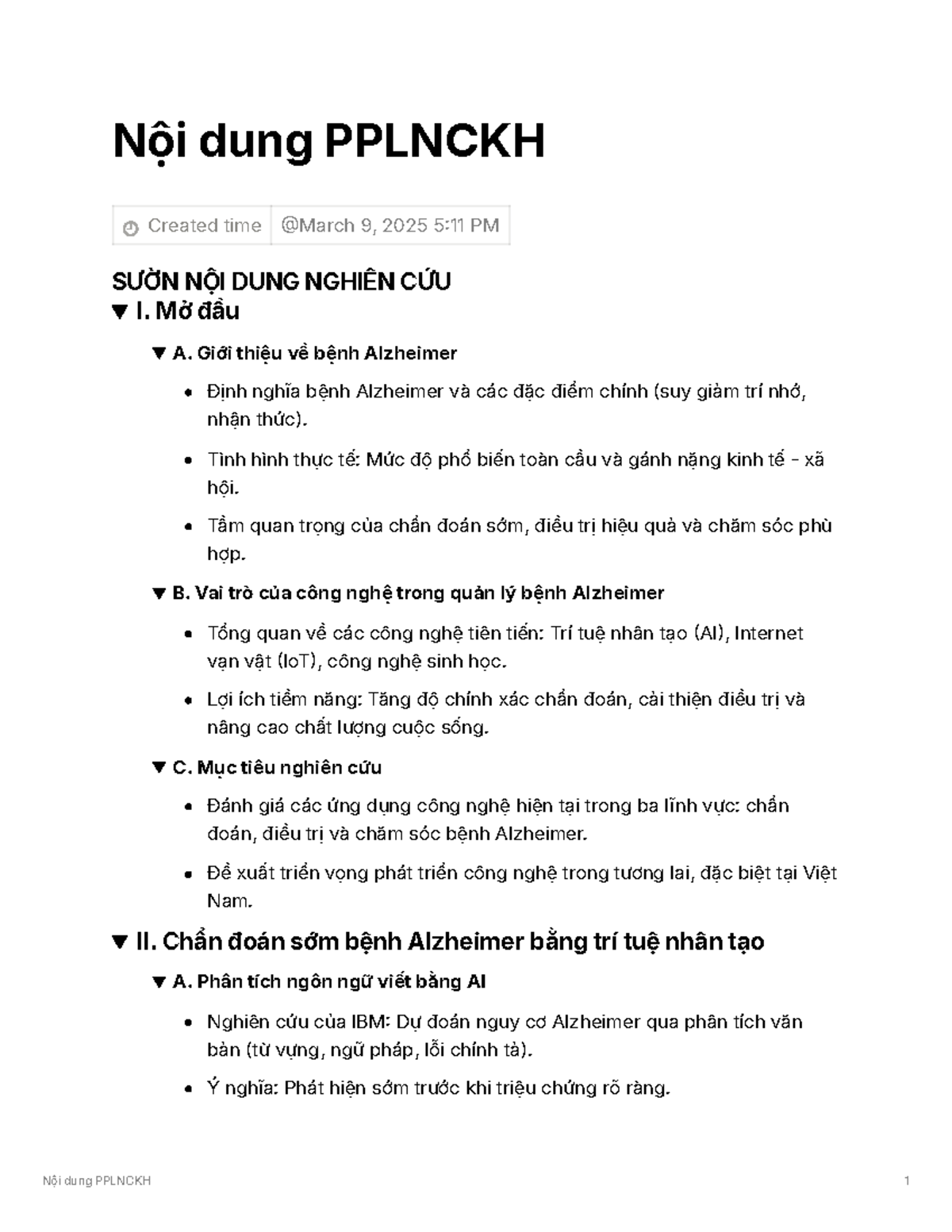 Nội dung PPLNCKH: Công nghệ Tiên tiến trong Chẩn đoán và Điều trị Bệnh Alzheimer - Studocu