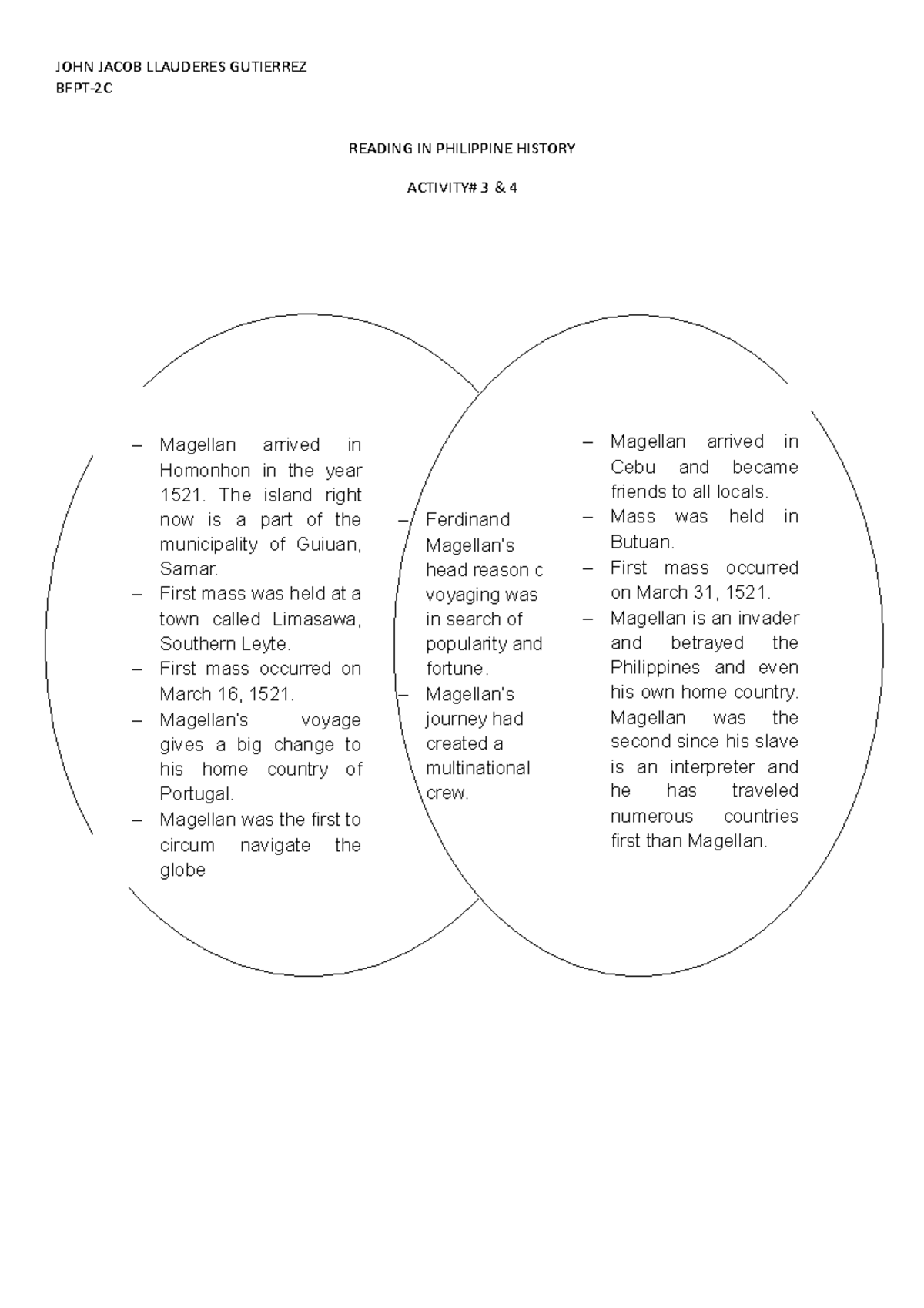 RPH BFPT-2C Activities 3 & 4 - Lectures on Philippine History - Studocu