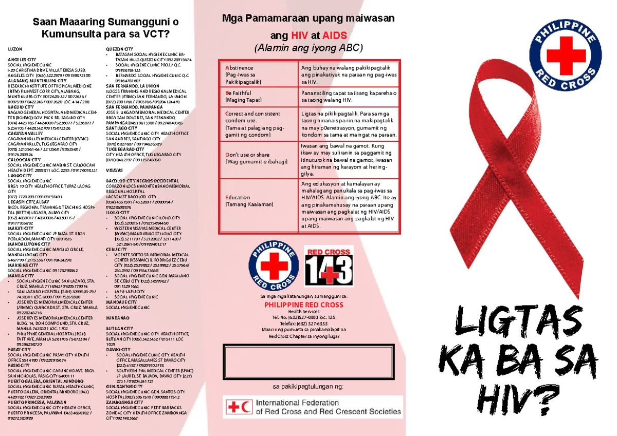 173367410 HIV Brochure Tagalog updated 9 25 - Saan Maaaring Sumangguni ...