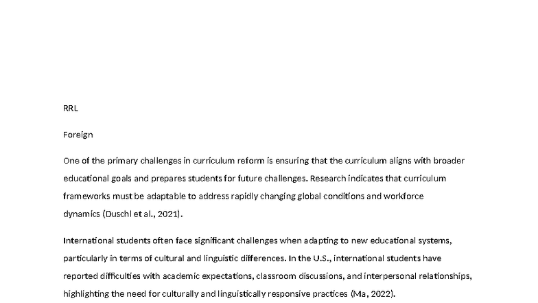RRL & RRS - Review of Related Literature on Curriculum Reform ...