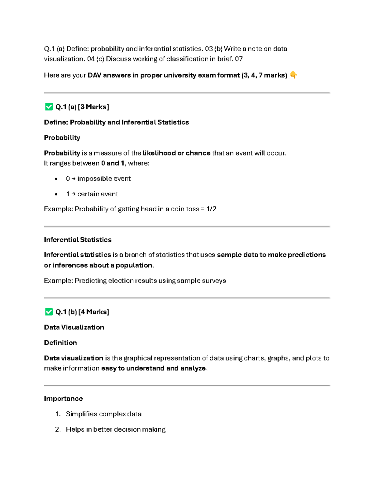 DAV Paper Solution: Probability, Statistics, and Classification ...