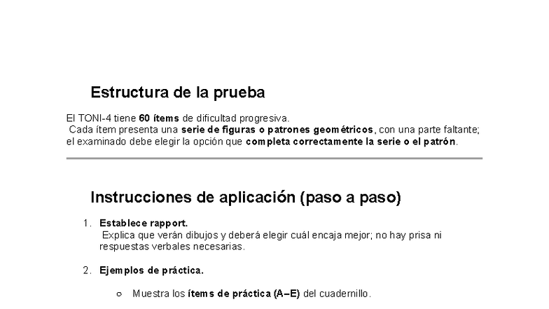 Guía de Aplicación del Test Toni 4: Instrucciones y Procedimientos ...