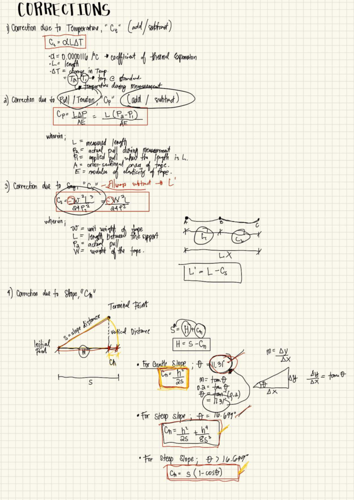 P1 Surveying - Corrections for Temperature, Tension, and Sag - Studocu